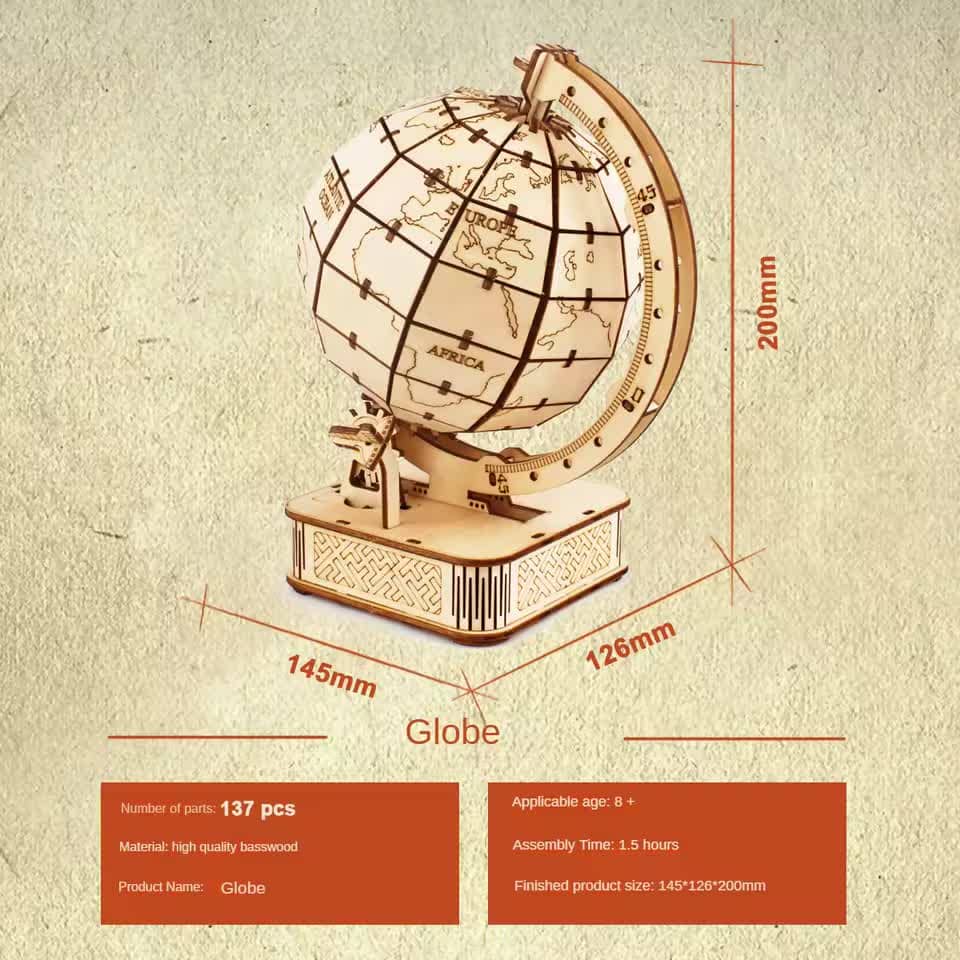 3D Leseni Globus Puzzle: Mehanični Model Zemlje za Najstnike - DIY ...