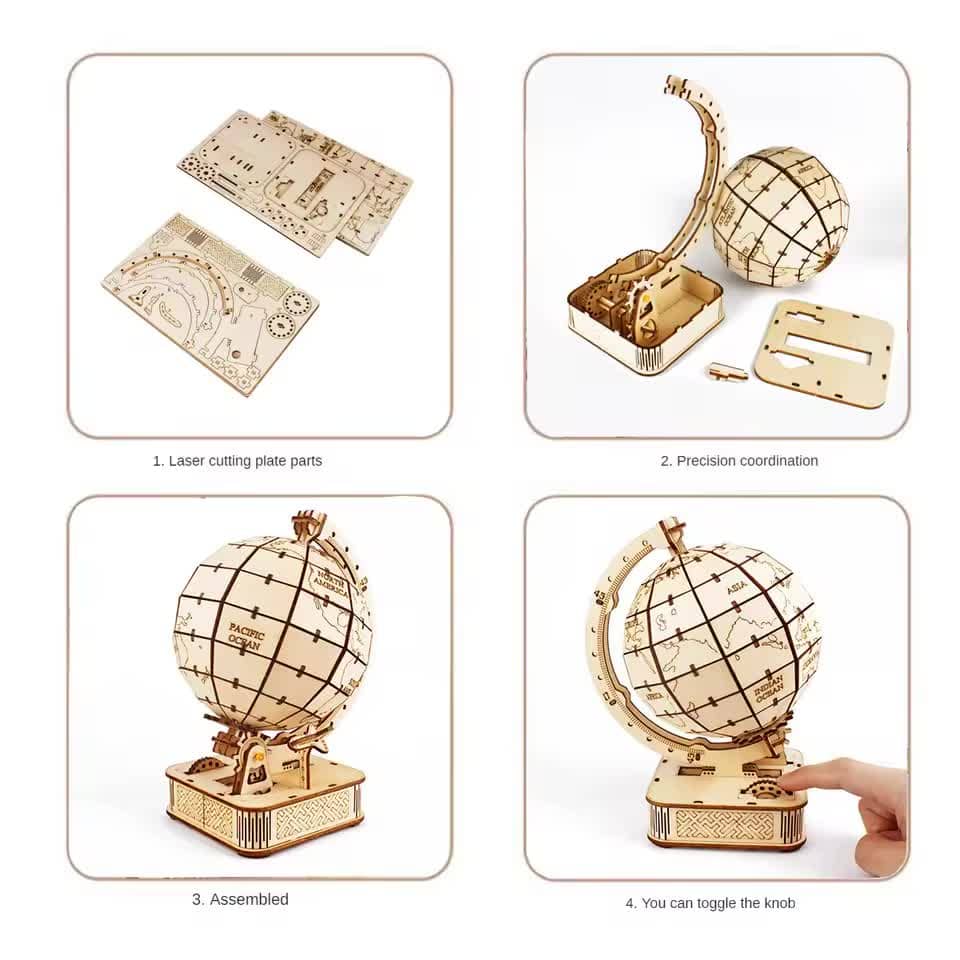 3D Leseni Globus Puzzle: Mehanični Model Zemlje za Najstnike - DIY ...